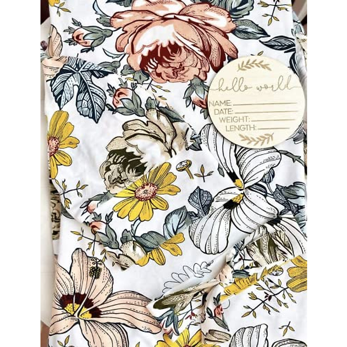 Baybou Robe and Swaddle Set Matching Mommy and Me Set Baby Girl Swaddle Blanket Gift 5-Piece Set Hospital Robe (Vintage Floral, L/XL)