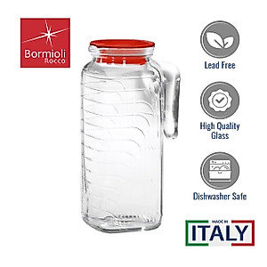 Bormioli Rocco Gelo Jug with Red Lid, 41-Ounce