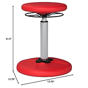 Kore Design Adjustable Height Wobble Chair, Active Sitting Stool for Children, Kids, Teens: Better Than a Balance Ball, Flexible Classroom Seating, Adjusts from 16.5 to 24 inches. Red