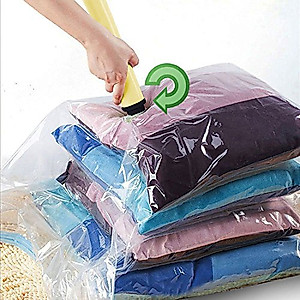 (2 x Extra Large, Large & Jumbo) Vacuum Storage Space Saver Compression Plastic Organizer Slider Sealable Bags Sealing for Clothes, Comforter, Garment, Clothing (Free Hand Pump for Travel) 6 Pack