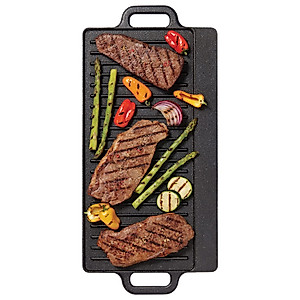 THE ROCK by Starfrit 032225-003-0000 Traditional Cast Iron Reversible Grill/Griddle