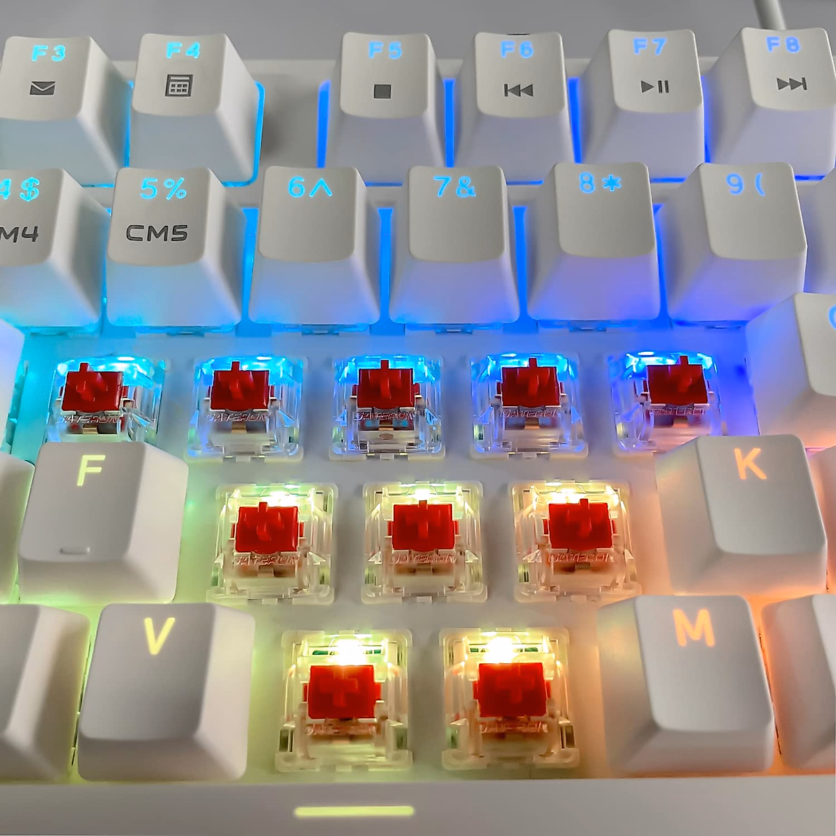 kutethy Gateron G Red Pro Switches Pre-lubed 3pin RGB SMD Linear for Gaming Mechanical Keyboard (72 Pcs, Red)