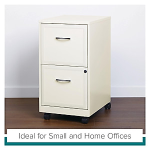 Space Solutions 18" 2 Drawer Mobile Smart Vertical File Cabinet Pearl White