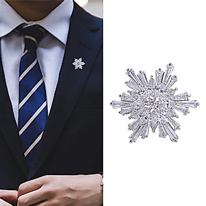 OKA Clear Austrian Crystal Winter Snowflake Brooch Pin, Elegant White Crystal Brooch Pins for Women