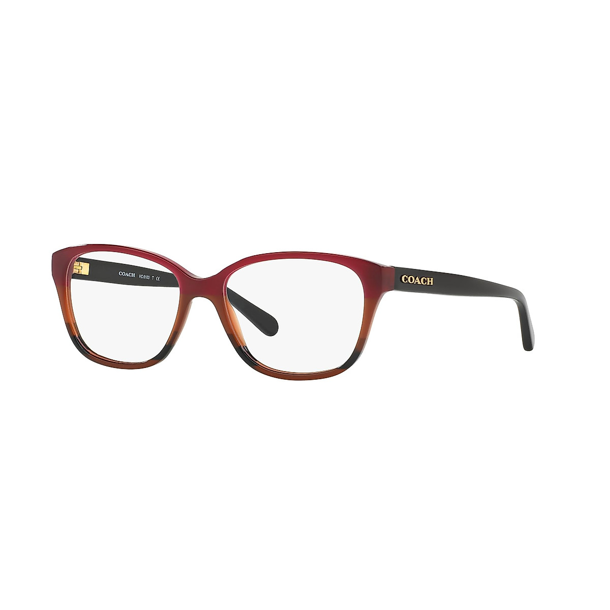 Coach HC6103 Prescription Eyewear Frames, Burgundy Tortoise Gradient/Demo Lens, 54 mm