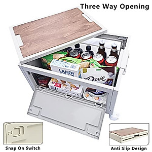 YOHOUYEAR Folding Storage Box with Wooden Lids and Doors,47.5 Qt./45L Stackable Collapsible Closet Organizer,Outdoor Multifunctional Plastic Bins,Camping,Car Trunk,Home Sorting