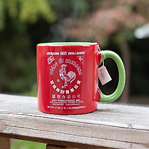 Sriracha Hot Chili Sauce Red & Green Ceramic Mug, Large, 19oz