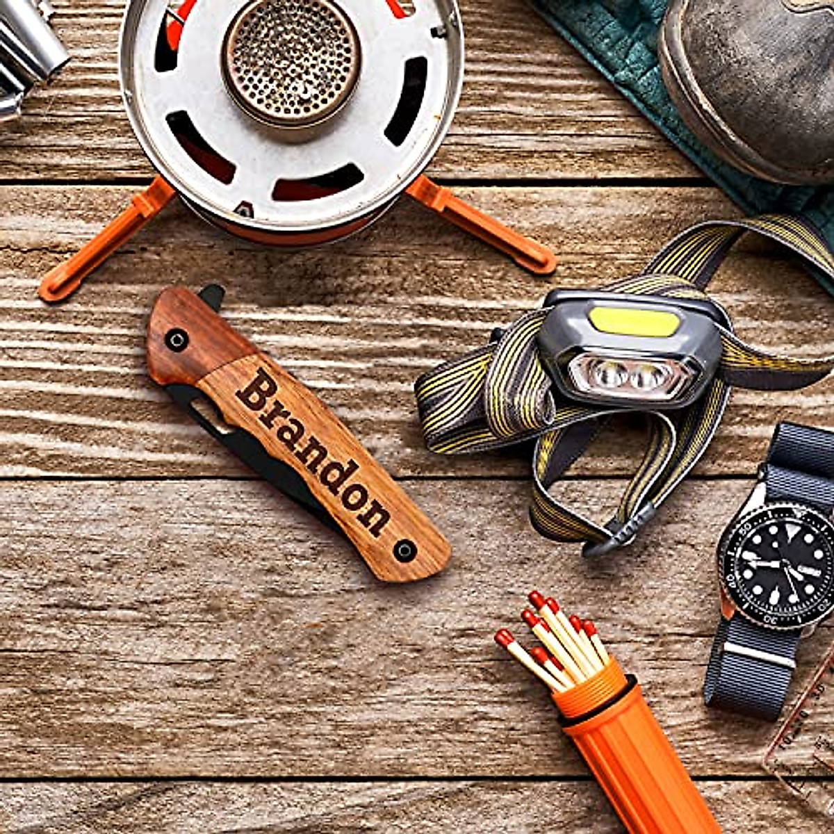 Gifts for Men, Personalized Pocket Knife with Engraved Name - 20 Fonts - Personalized Gifts for Him, Gifts for Dad, Husband, Brother, Customized Men's Gifts, Luxurious Wood, Optional Elegant Gift Box