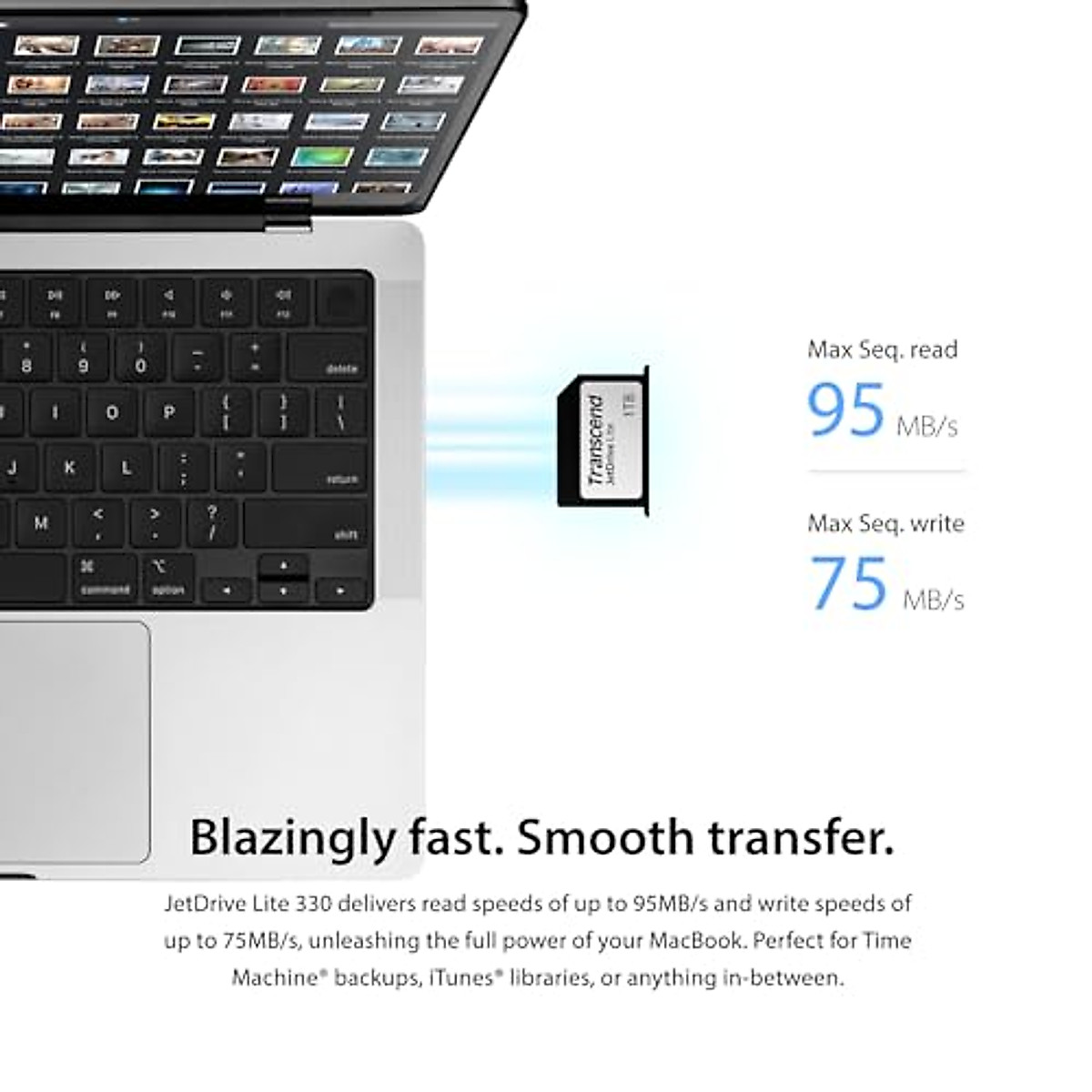 Transcend 128GB JetDrive Lite 330 Storage Expansion Card for 13-Inch MacBook Pro with Retina Display (TS128GJDL330),Black, Silver