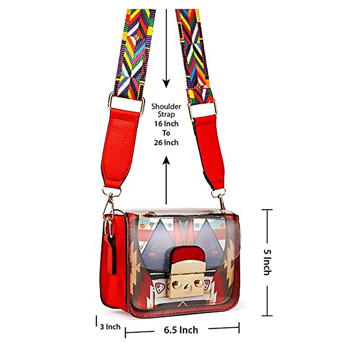 mothgel Women Mini Transparent PVC Plastic Crossbody Summer Durable Shoulder Bag (Red)