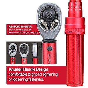 P.I.T. 1/4 Inch Drive Click Torque Wrench, 10-50 IN.LB with Dual-Range (in.lb/NM) scale setting, Hex & Torx Bit Sockets, Slotted Bit Screwdriver & Storage Box for Guns