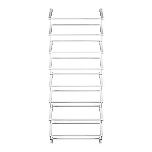 Imperial Home Shoe Rack - Metal Shoe Shelf with Black Plastic Frame – 4 Stackable Tiers Durable with Silver Metal Shelves for Walk-in Closet, Living Room, Entryway or Hallway (Over-The-Door)