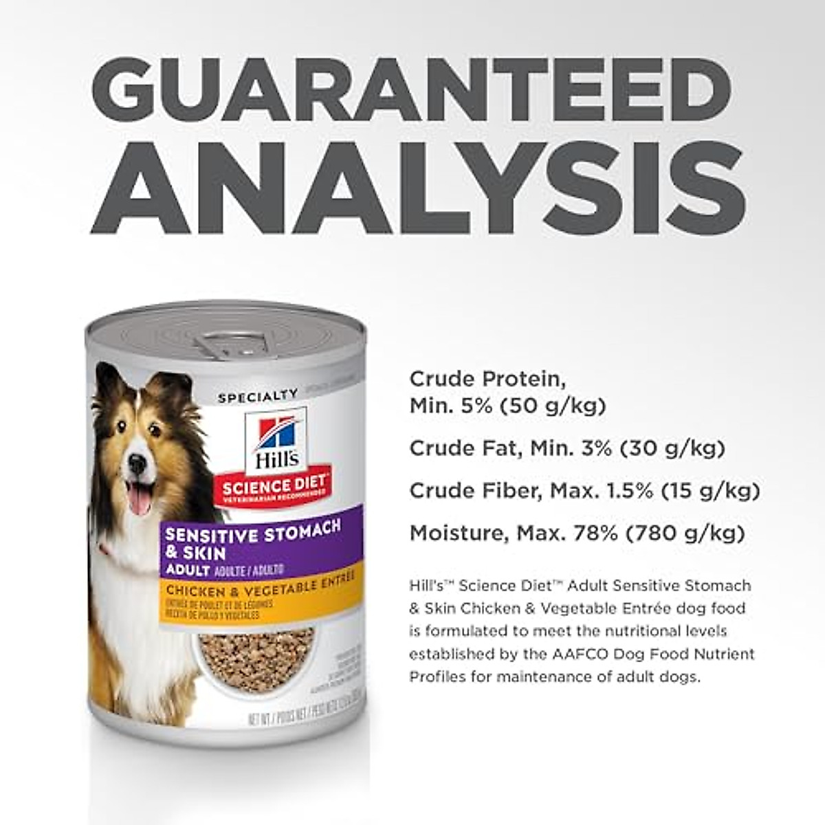 Hill's Science Diet Sensitive Stomach & Skin, Adult 1-6, Stomach & Skin Sensitivity Support, Wet Dog Food, Chicken & Vegetables Loaf, 12.8 oz Can, Case of 12