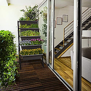 4Ft Vertical Raised Garden Bed - 5 Tier Food Safe Planter Box for Outdoor and Indoor Gardening Perfect to Grow Your Herb Vegetables Flowers on Your Patio Balcony Greenhouse Garden