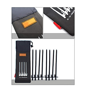 Tent Pile,Luminous Ring Storage Bag(8 Pieces) Sturdy Heavy Steel Tent Pile Ground Nail Metal Pile, Suitable for Outdoor Mountain Camping and Hiking (30cm)