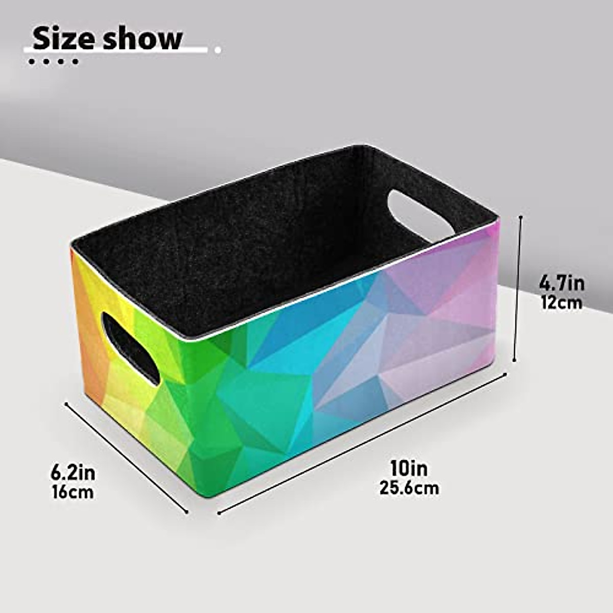 Rainbow Mosaic Storage Basket Felt Storage Bin Collapsible Towel Storage Convenient Box Organizer for Pet Supplies Magazine