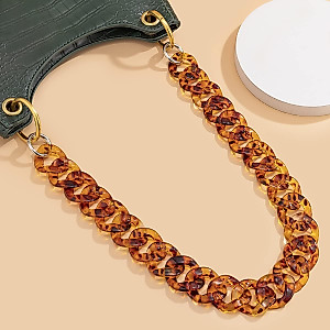 Wiwpar Acrylic Bag Handles Chunky Chains Shoulder Bag Handle Shoulder Straps Replacement Amber for Women's Handbags
