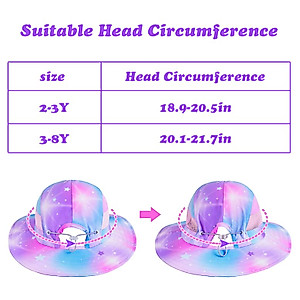 Kids Sun Hat for Girls Unicorn Bucket Hats UV Protection Summer Hat for Kids Wide Brim Fishing Hat 2-8 Years Blue Purple