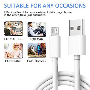 2Pack 6.6ft Micro USB Charger Cable Cord for Samsung Galaxy Note,Tab A E S2 3 4 7.0" 8.0" 9.6" 9.7" 10.1" Tablet Charging Cables for SM-T280/350/580/377/560/713/813/230/530 Tablet Micro USB Power Cord