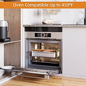 RIEDHOFF 6 Pack Full Size Hotel Pan, [NSF Certified][with Lid] Commercial Stainless Steel 4 Inch Deep Anti-Jamming Steam Table Pan