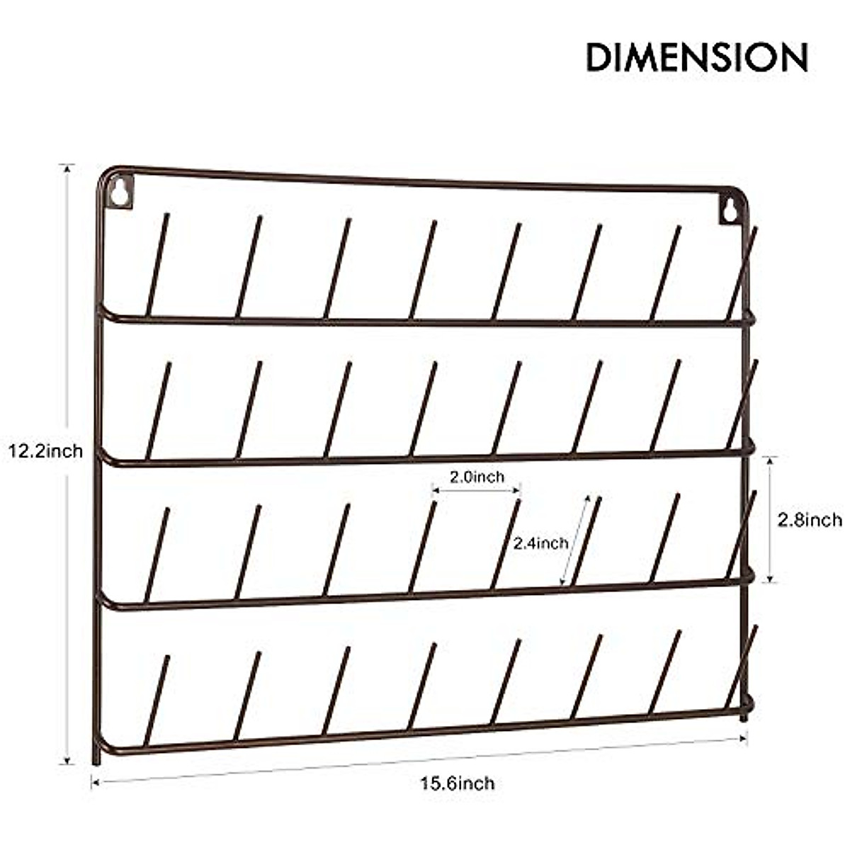 HAITARL 32-Spool Sewing Thread Rack, Wall-Mounted Metal Sewing Thread Holder with Hanging Tools, Metal Rack for Organize Sewing Thread, Embroidery-Suitable for Large Thread, Brown