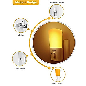 LOHAS Amber Night Light, Dimmable Plug in LED, Yellow Night Light with Dusk to Dawn Sensor, Kids Night Lights for Bedroom, 5-80LM Sleep Aid No Blue Light for Nursery, Hallway, Kitchen, Stairway, 2Pack