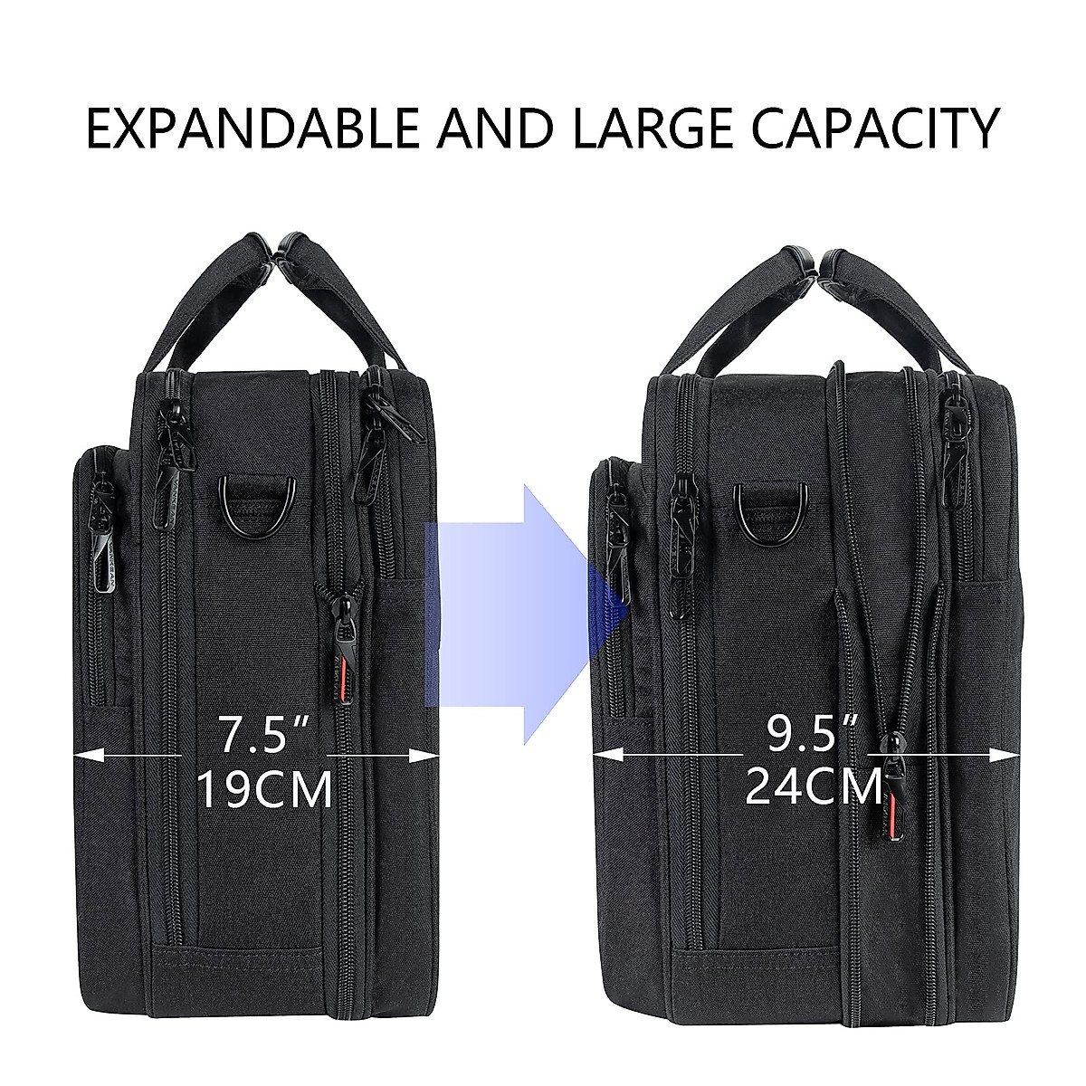 VANKEAN Laptop Briefcase Premium Laptop Case Fits Up to 17.3 Inch Business Shoulder Bag Laptop Expandable Water-Repellent Messenger Bag for Men/Women Computer Bag for Travel/Business/School-Black