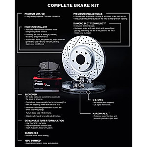 R1 Concepts Rear Brakes and Rotors Kit |Rear Brake Pads| Brake Rotors and Pads| Optimum OEp Brake Pads and Rotors |Hardware Kit|fits 2012-2022 Subaru Crosstrek, Forester, Impreza, XV Crosstrek