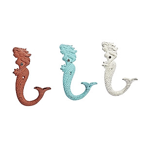 Deco 79 Metal Solid Wall Hook, Set of 3 4"W, 7"H, Multi Colored