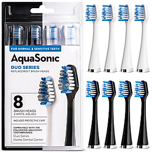AquaSonic Duo Series Replacement Brush Heads | for Normal & Sensitive Teeth | Compatible with Duo Series & Home Dental Center Toothbrush Handles | NOT Compatible with Duo Series Pro
