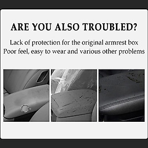 Turcee Leather Car Center Console Cover Compatible with Tesla Model 3 Model Y,All Around Protection/Extended Center Console Organizer Design - The Most Practical Car Armrest Cover