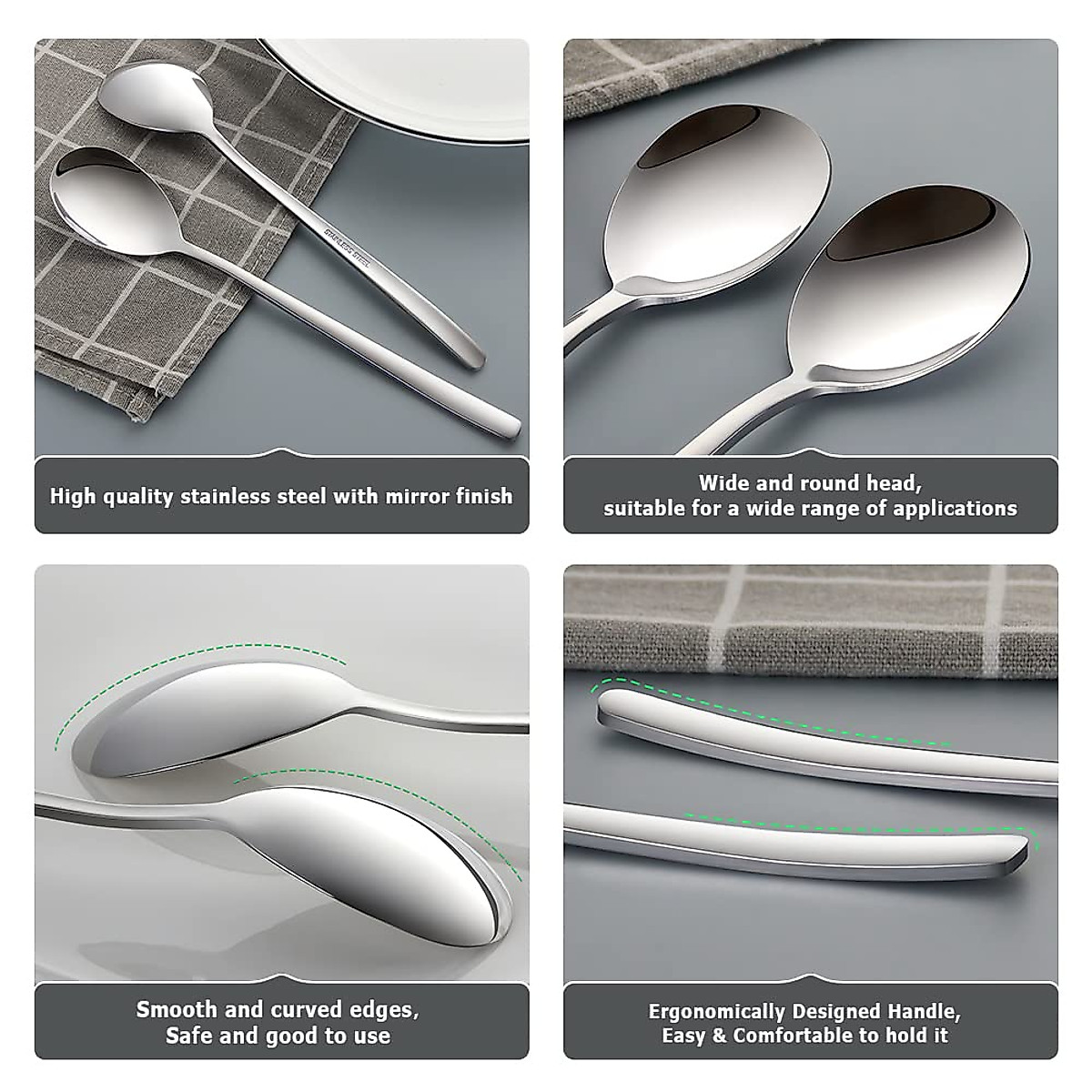 AYFDISHS Korean Spoon,6 Pieces Soup Spoons Stainless Steel,Korean Spoons with Long Handles,8 Inch Asian Soup Spoon Dinner Spoon Table Spoon Flatware Set