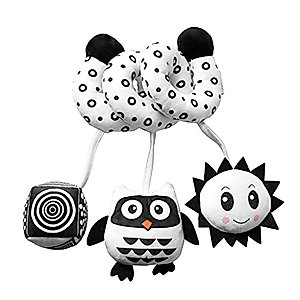 KAKIBLIN Crib Decorations Toy, Baby Crib Toy Hanging Decorations Plush Toys for Crib Bed Stroller Spiral Plush Toys Car Seat Travel Toy for Infant, Owl