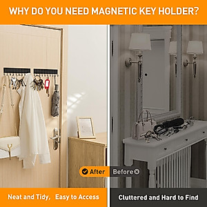 Magnetic Key Holder For Fridge With 10 Hooks, Magnetic Utensil Holder For Wall, Strong Magnetic Key Hanger Hooks Organizer, Magnent Key Rack For Kitchen Metal Door Garage Grill Tools Coat Towel Purse