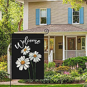 AVOIN colorlife Welcome Daisy Garden Flag 12 x 18 Inch Double Sided, Spring Summer Seasonal Holiday Yard Outdoor Flag