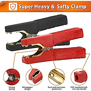 Linkstyle 2PCS 500A Pure Copper Car Battery Charger Clamps,Power Replacement Battery Alligator Clips,Jumper Cables Clamp Crocodile Clamp,Welding Machine Clamp Suitable for Car Boat 12V 24V 36V Input