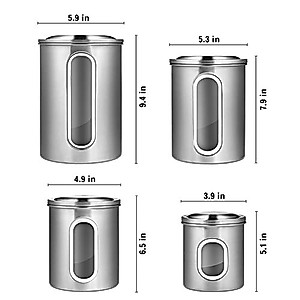 Deppon Airtight Canisters Set for Kitchen, 4-Piece Stainless Steel Food Storage Container with Lids for Kitchen Counter Coffee Tea Nuts Sugar Flour