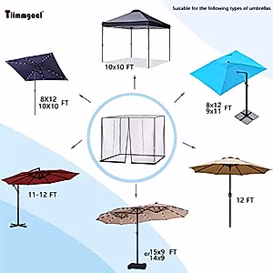 Tiimmgaal 10' x 10' Patio Umbrellas Netting Mosquito Netting, Gazebo Canopy Patio Umbrella square clearance or circularity OtdoorCanopy Umbrella Screen (Black)（Note: mosquito netting only）