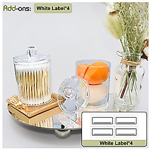 Qihomy 10-Ounce Qtip Holder Dispenser for Cotton Balls, Cotton Swabs, Cotton round pads, Clear Plastic Apothecary Jar Set for Bathroom Canister Storage Organization, Dresser Organizer (2 Pack)