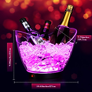 LED Ice Buckets 5L Clear Plastic Ice Bucket Large Capacity Light Ice Bucket RGB Colorful LED Cooler Bucket Champagne Wine Ice Beer Buckets with Lights for Party Home Bar Club (6 Pcs)