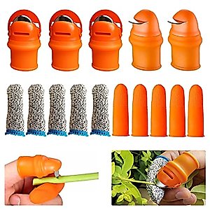15 Pack Upgrade Gardening Silicone Thumb Knife Harvesting Tool, Vegetable Plant Fruit Picking Knife, Separator Finger Plant Fruit Picking Knife Garden Tool (Large)