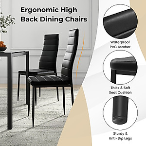 Tangkula Glass Dining Table Set for 4, Modern Tempered Glass Kitchen Table and Chairs, Glass Dining Room Table Set for Small Living Room, Kitchen