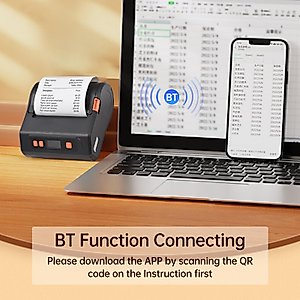 HXBER Receipt Printer, Portable 80mm Receipt Label Printer Wireless BT Thermal Receipt Printer Mobile Bill Printer Compatible with Android/iOS/Windows System ESC/POS Print Command for Small Business