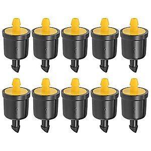 uxcell Pressure Compensating Dripper 5 GPH 20L/H Emitter for Garden Lawn Drip Irrigation with Barbed Hose Connector Plastic Yellow 50pcs