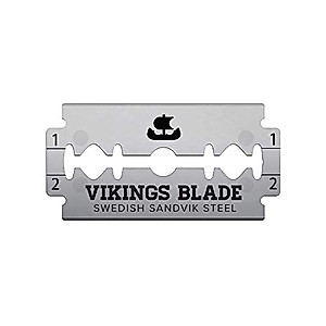 Double Edge Safety Razor Blades, Swedish Steel, 50 Count, by VIKINGS BLADE, Platinum Coated Replacement Razor Blade & Refills, Eco Friendly, Smooth, Close, Clean Shaving Blades, Semi-Aggressive & Safe