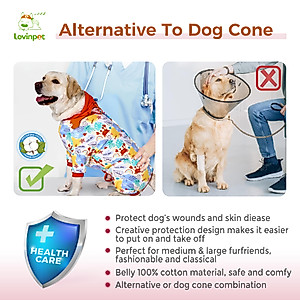 LovinPet Dog Recovery Suit - Dog Bodysuit for Abdominal Wound After Surgery Anti Licking Abdominal Wound Surgical Clothes Post-Operative Vest E-Collar Alternative Recovery Shirt,Crab,Red,XL