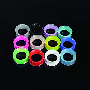 TOPBRIGHT 12 Pairs Ultra Thin Soft Silicone Ear Tunnels, Silicone Ear Skins Gauges and Plugs for Piercing