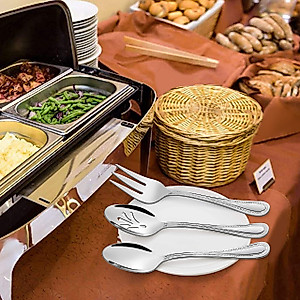 Serving Utensils, HaWare Stainless Steel Silverware Serving Set 5 Pieces, Pearled Edge Hostess Serving Set for Buffet Party Kitchen Restaurant, Mirror Finished & Dishwasher Safe