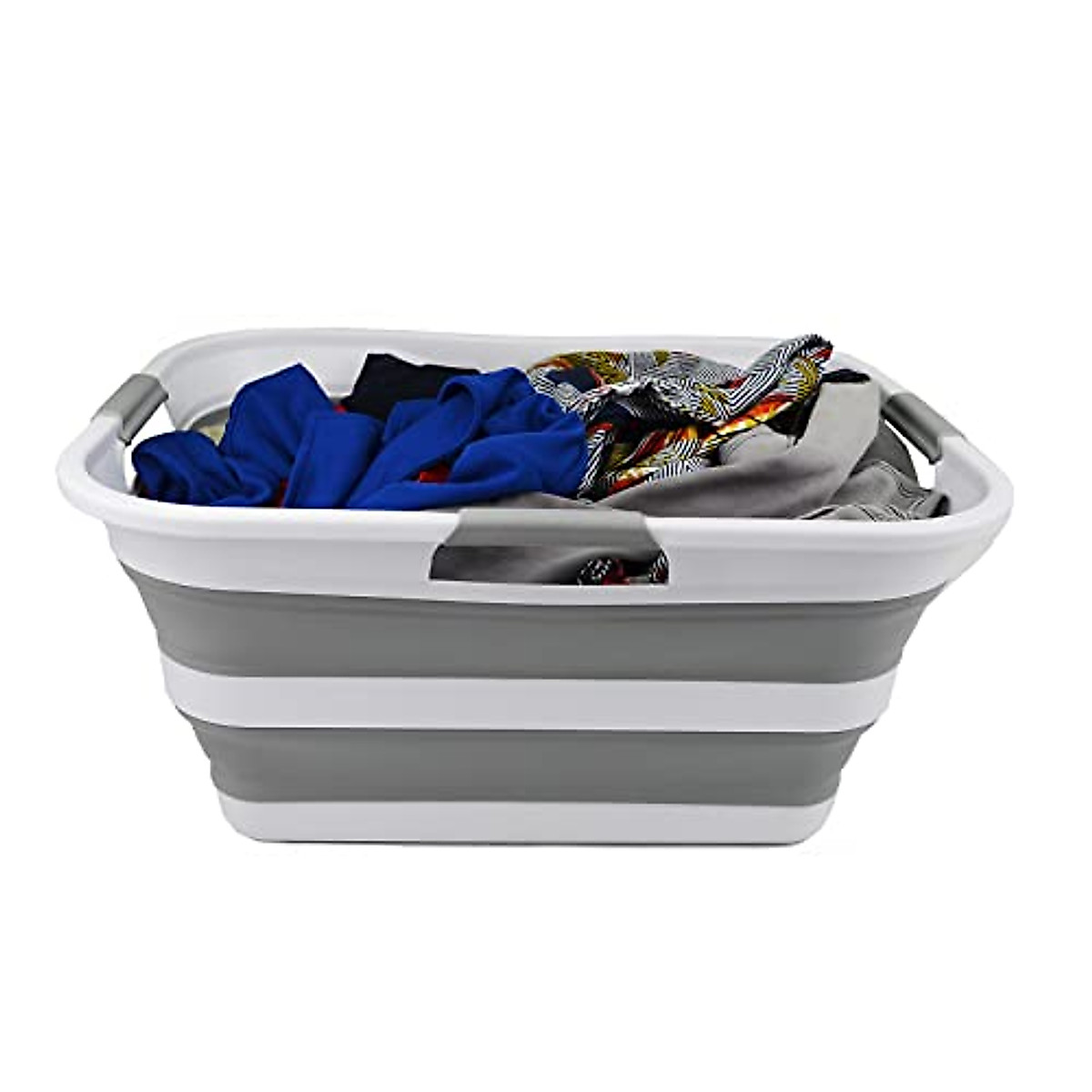 Collpasible Laundry Basket (42L Collapsible Laundry Basket (White/Grey))