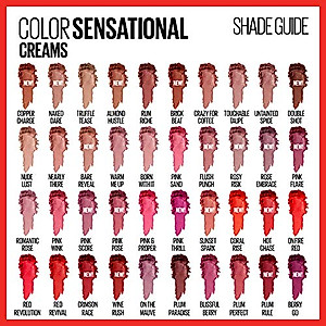 Maybelline Color Sensational Lipstick, Lip Makeup, Cream Finish, Hydrating Lipstick, Romantic Rose, Pink ,1 Count